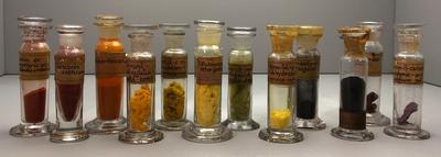 12 small sample bottles - various dyes and chemical compounds - SDC ...