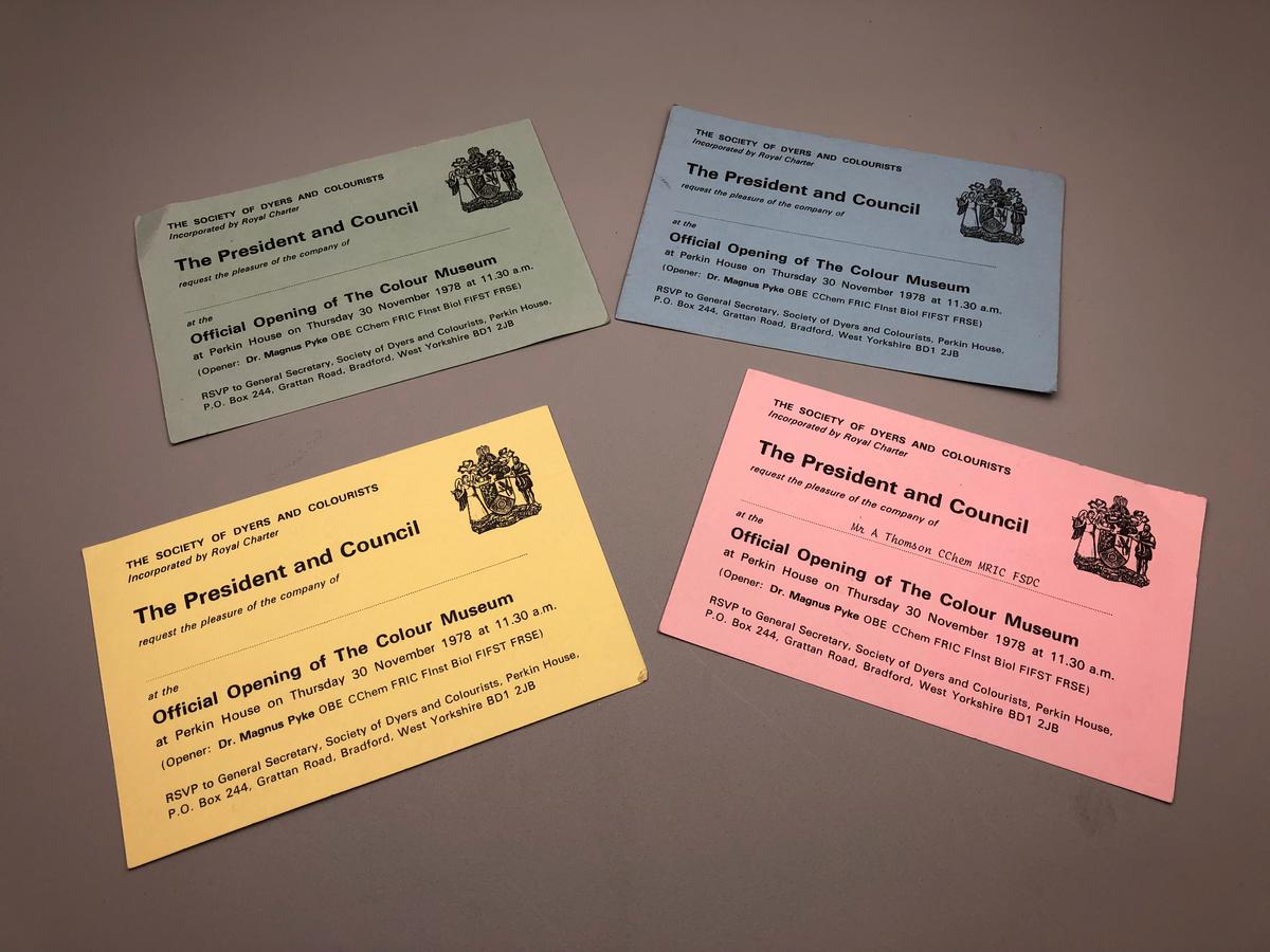 Invites the official opening of The Colour Museum 1978 - SDC Textile ...